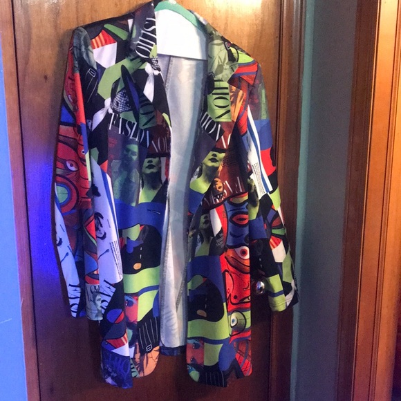 SHEIN | Jackets & Coats | Colorful Fun Blazer Called Vogue Magazine ...